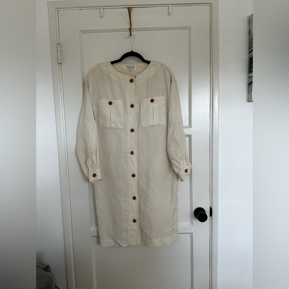 Vintage | Dresses | Vintage Beige Cream Linen Dress | Poshmark